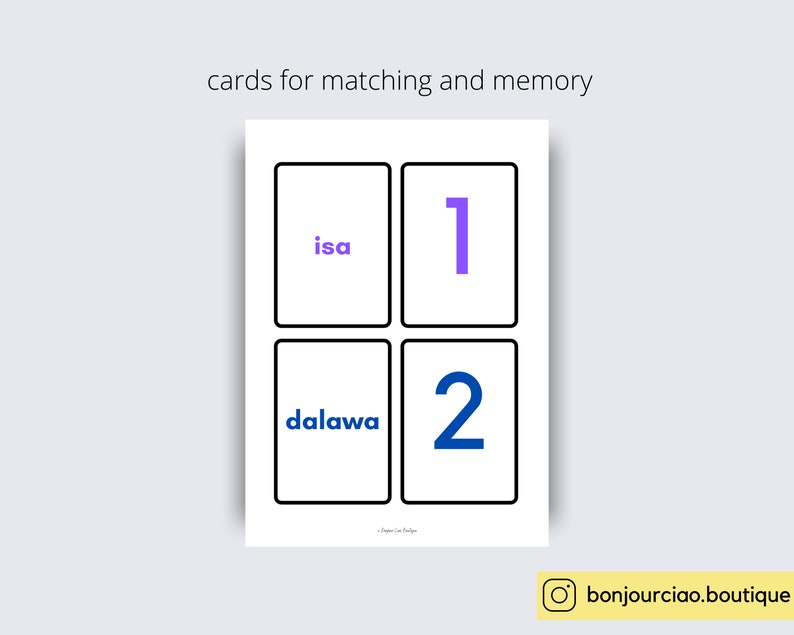 TAGALOG Numbers Flashcards Bundle Full Page Montessori | Etsy