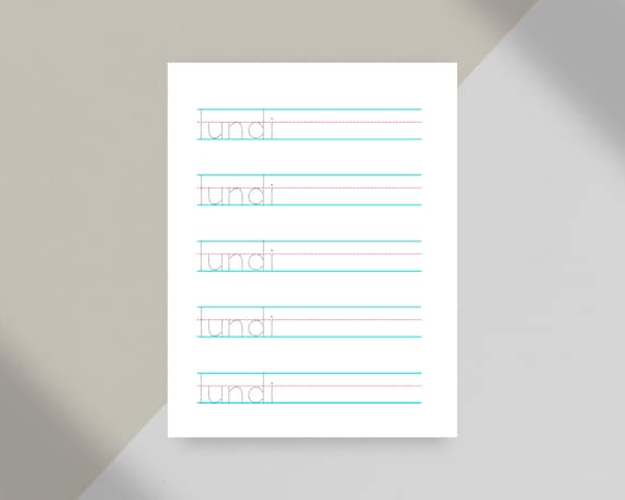 FRENCH Days of the Week Tracing Sheets Early Learning - Etsy