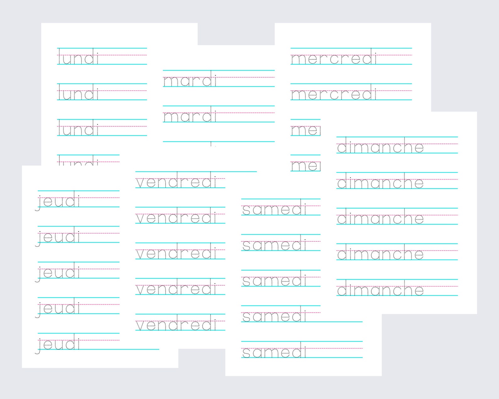 FRENCH Days of the Week Tracing Sheets | Early Learning, Educational ...