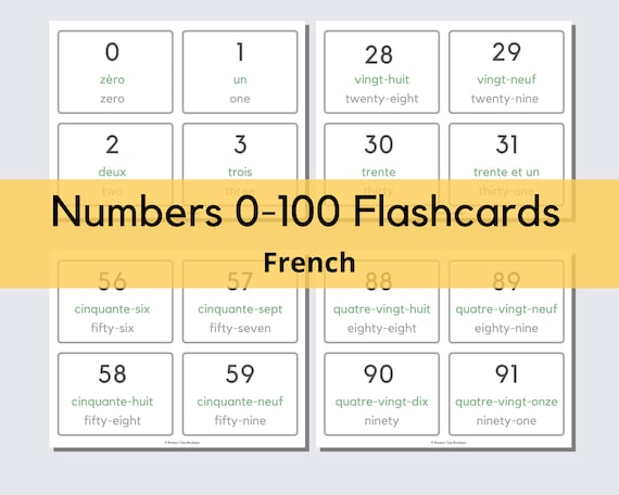 Numbers In French 1 30 In English