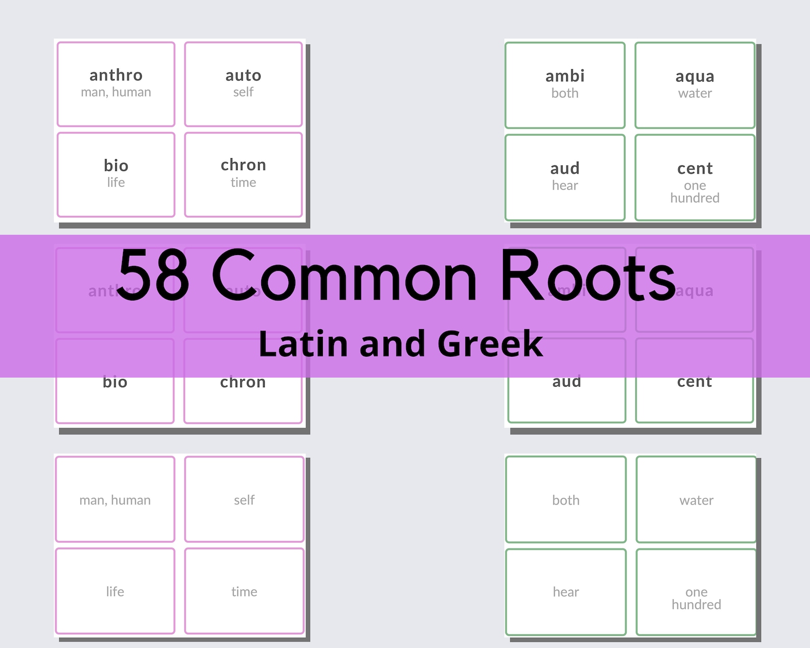 GREEK & LATIN Common Roots Flashcards Educational | Etsy