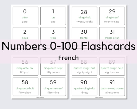 FRENCH Numbers 0-100 Flashcards Minimalist Modern Simple | Etsy