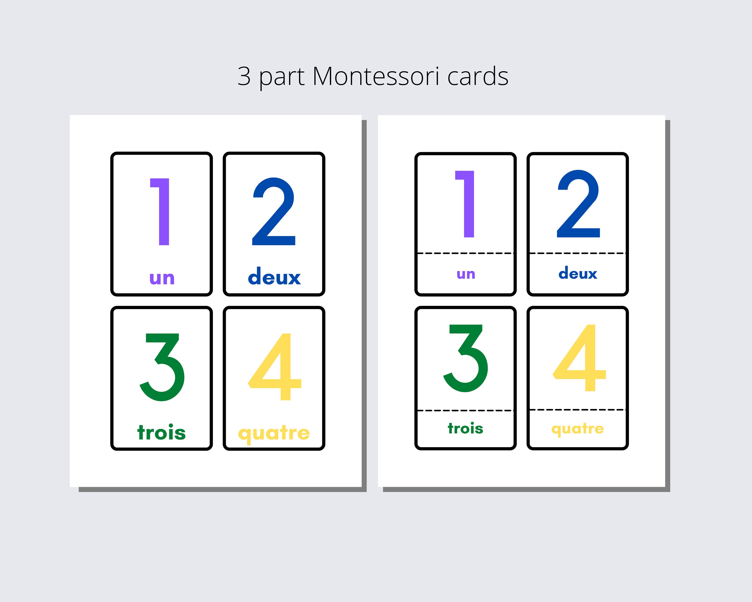 FRENCH Numbers Bundle Flashcards, Full Page, Montessori, Matching ...