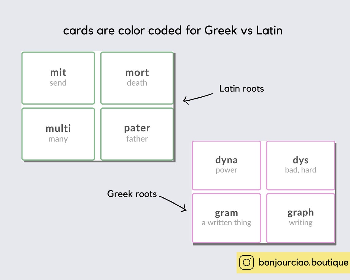 GREEK & LATIN Common Roots Flashcards Educational | Etsy