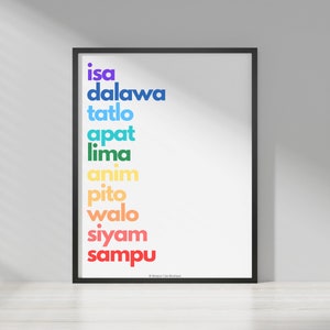 TAGALOG Numbers Print | Printable Wall Art, Colorful, Minimal ...