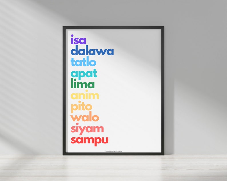 TAGALOG Numbers Print | Printable Wall Art, Colorful, Minimal ...