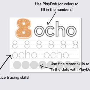 SPANISH Numbers Placemat Activity | Playdoh, Tracing, Homeschool, Early ...