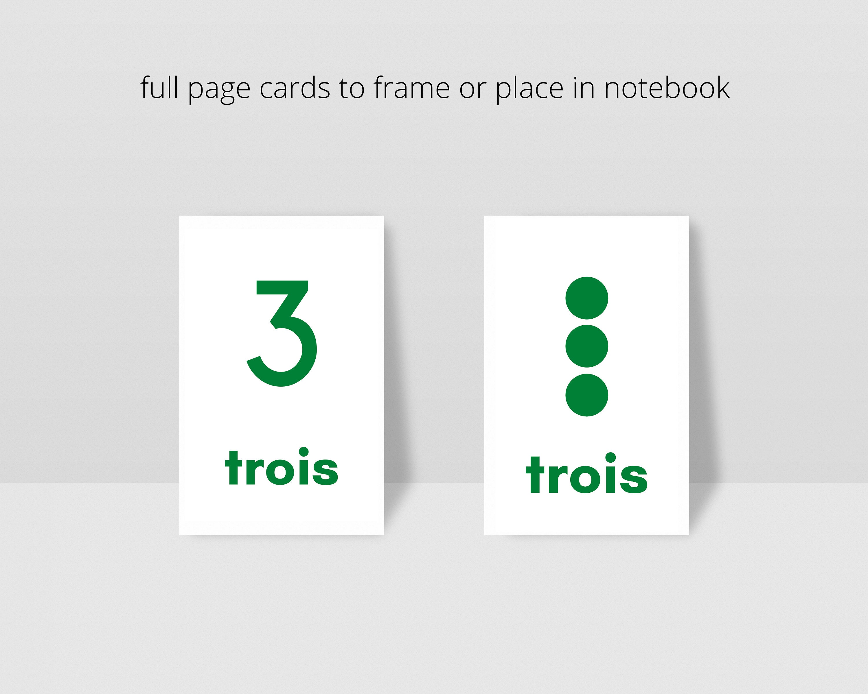 FRENCH Numbers Bundle Flashcards, Full Page, Montessori, Matching ...