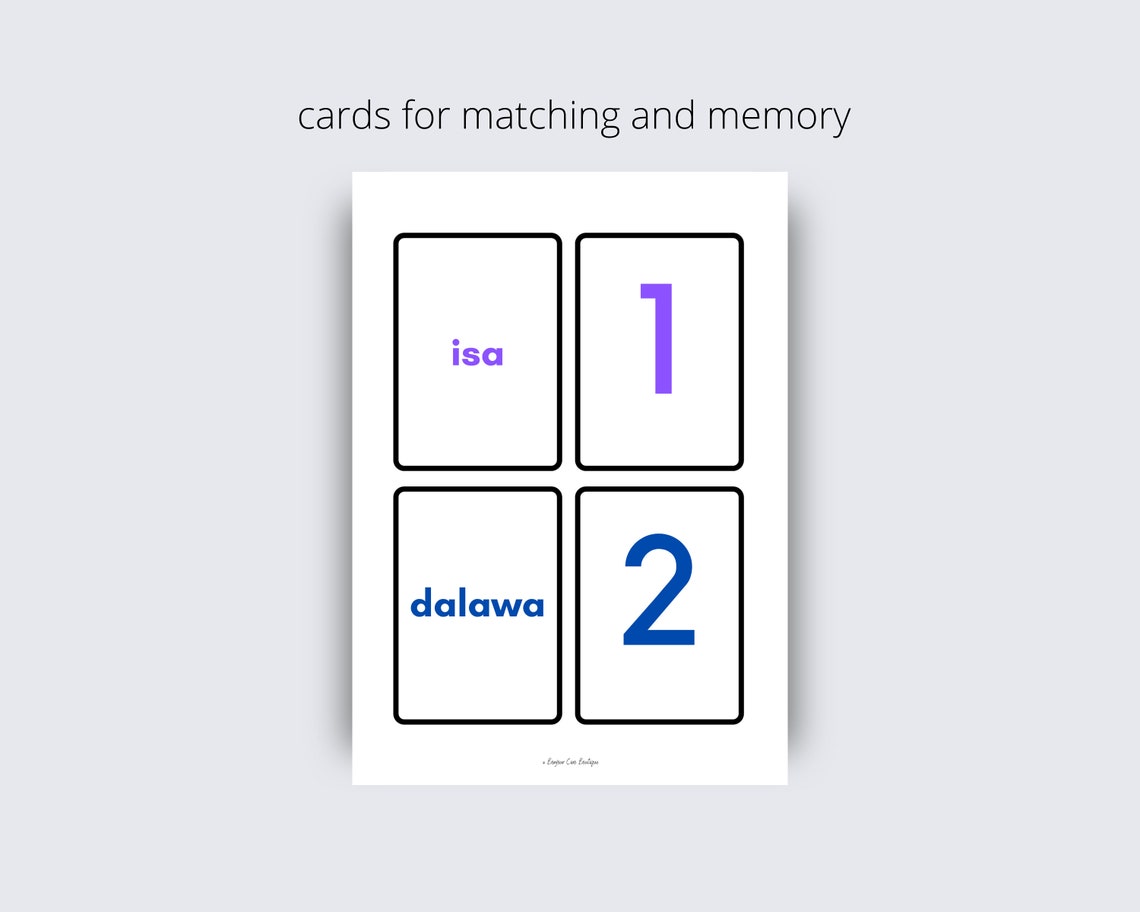 TAGALOG Numbers Flashcards Bundle Full Page, Montessori, Matching ...