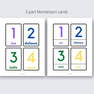 TAGALOG Numbers - Flashcards Bundle | Full Page, Montessori, Matching ...