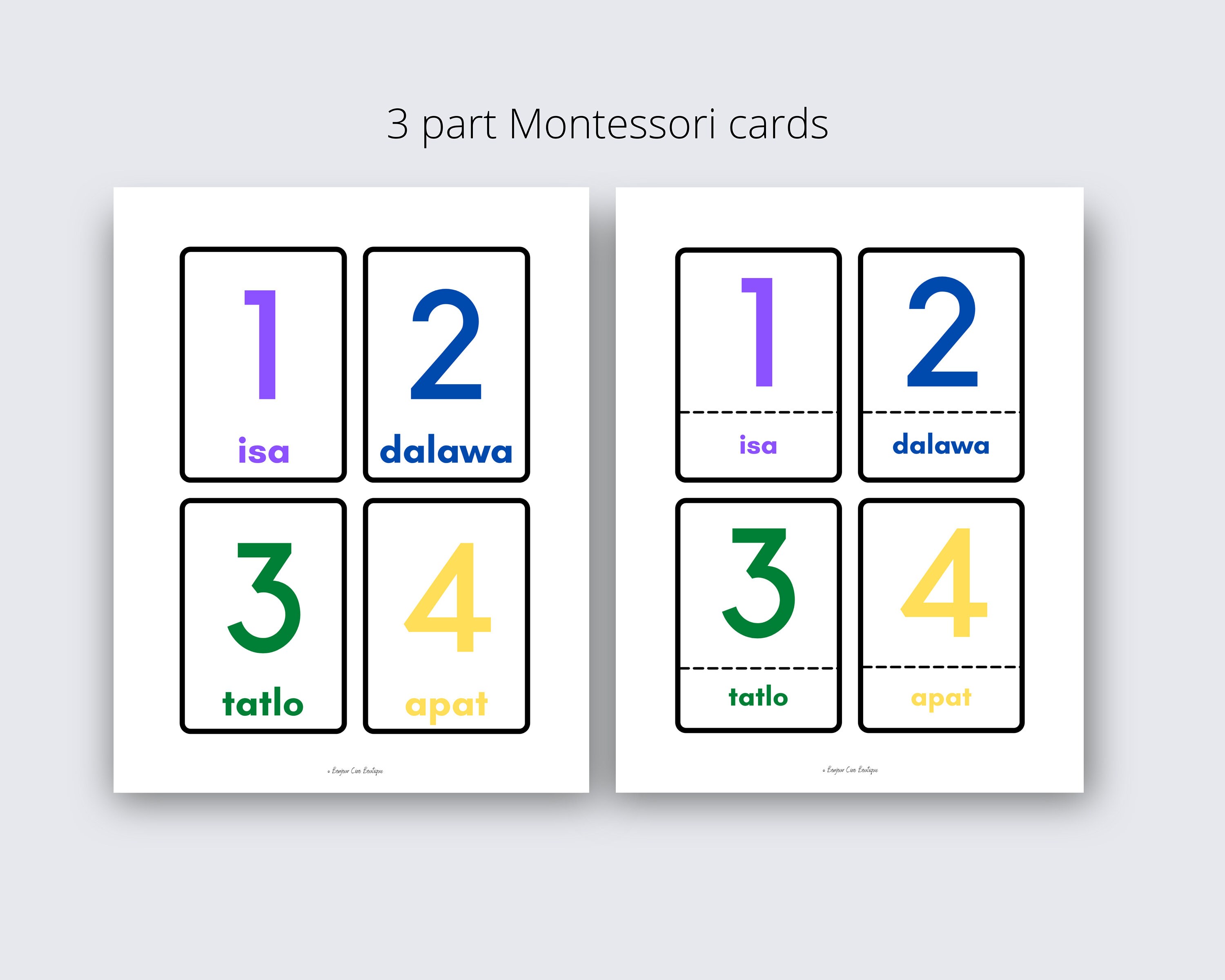 TAGALOG Numbers - Flashcards Bundle | Full Page, Montessori, Matching ...