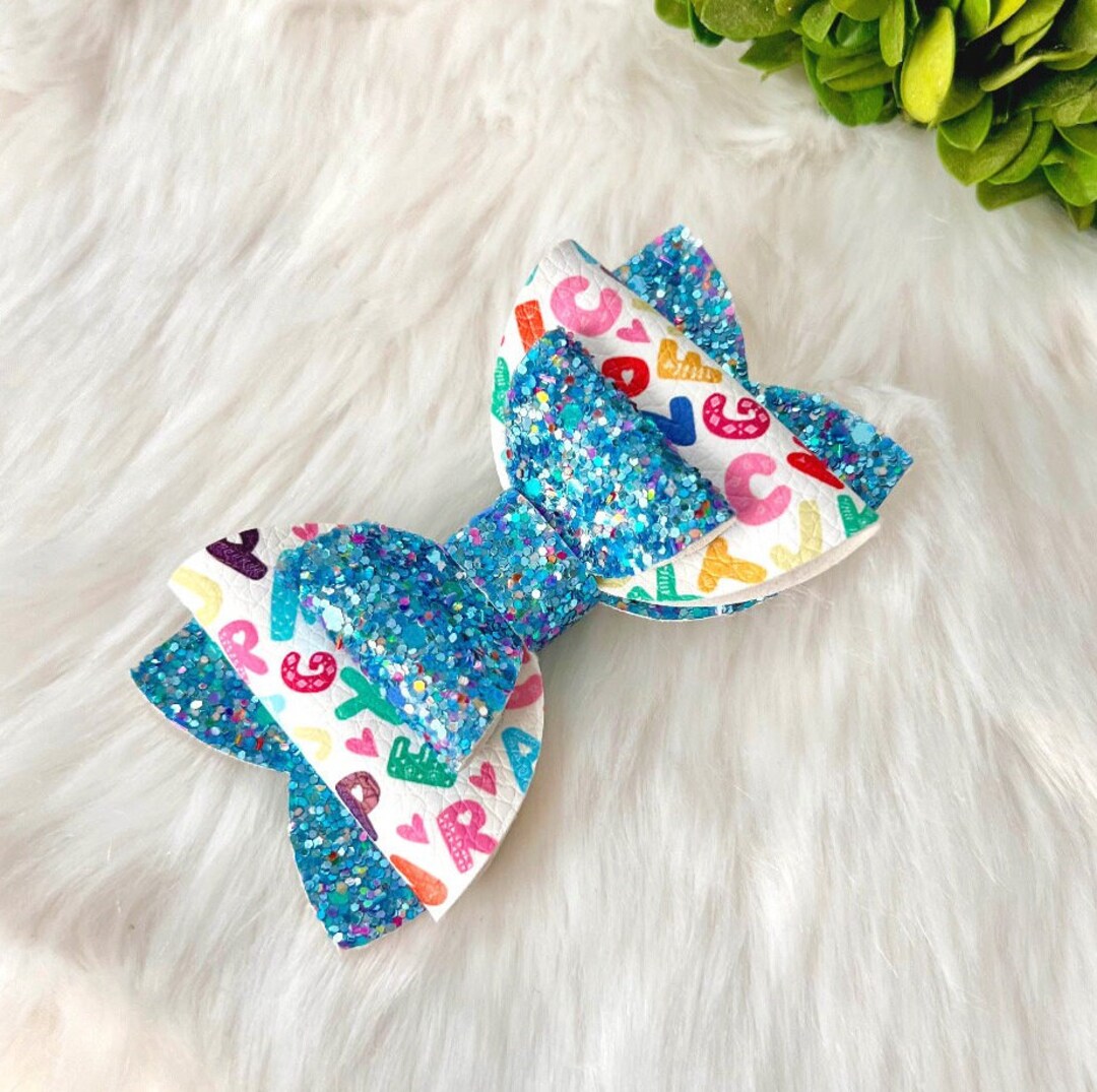 Alphabet Hair Bow, Letter Hair Bow, Back to School Hair Bow, Glitter ...