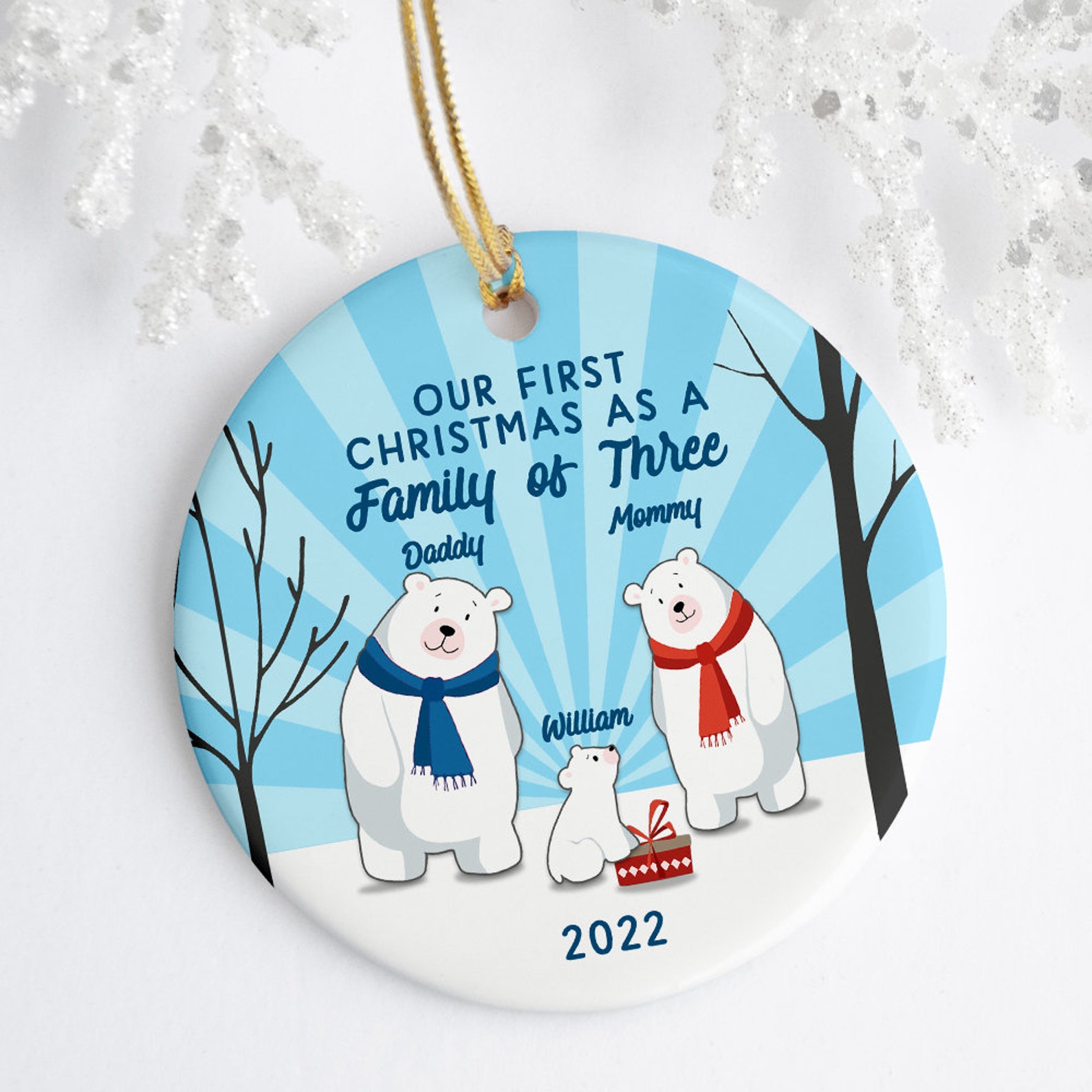Personalized First Christmas as a Family of Three Ornament - Etsy