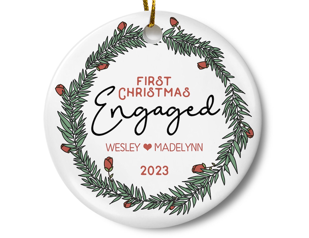 First Christmas Engaged Christmas Ornament, Personalized Engagement ...