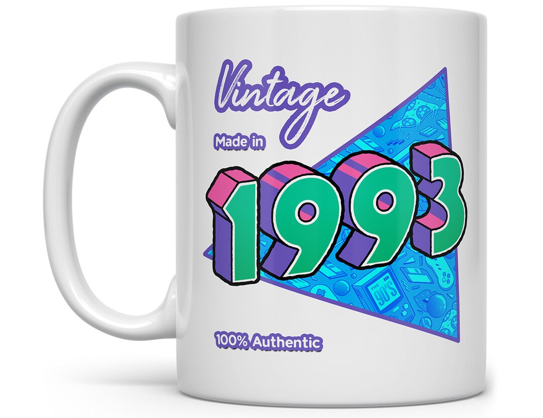 Custom Birth Year 1990's Retro Coffee Mug, 90's Child Birthday Year Mug ...
