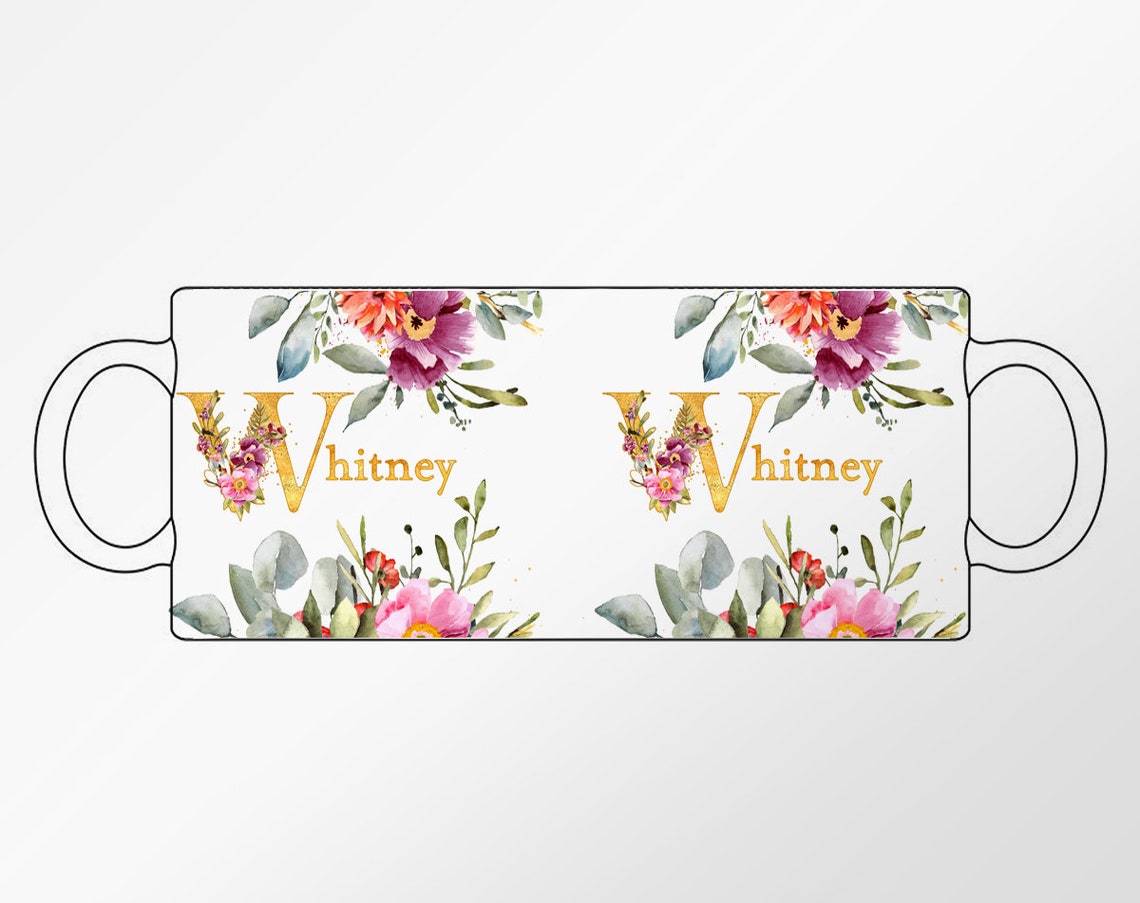 Personalized Name Mug, Custom Name Mug, Name Coffee Mug, Floral Mug ...