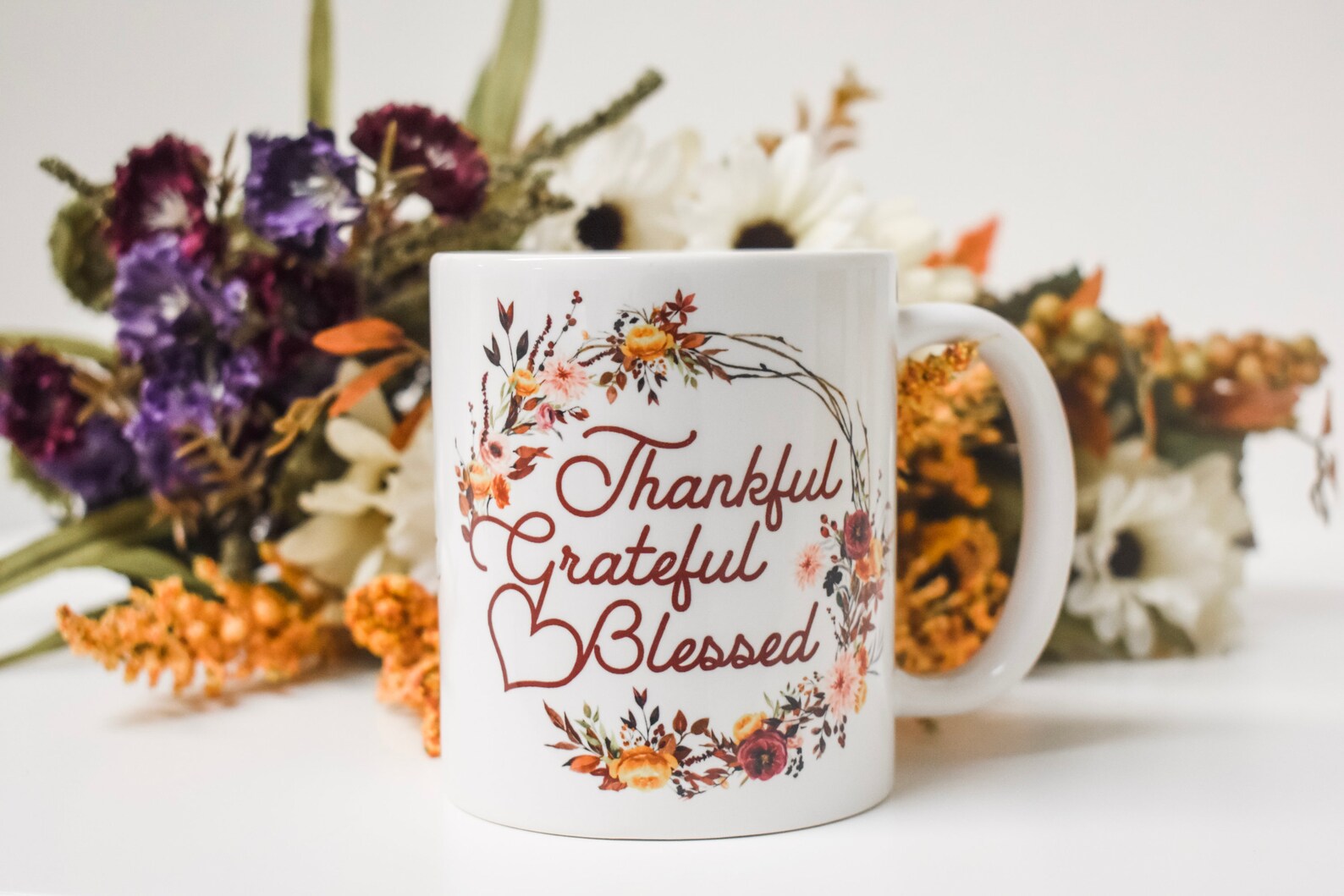 Thankful Grateful Blessed Mug Fall Mug Fall Coffee Mug - Etsy
