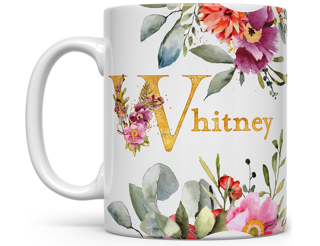 Personalized Name Mug, Custom Name Mug, Name Coffee Mug, Floral Mug ...