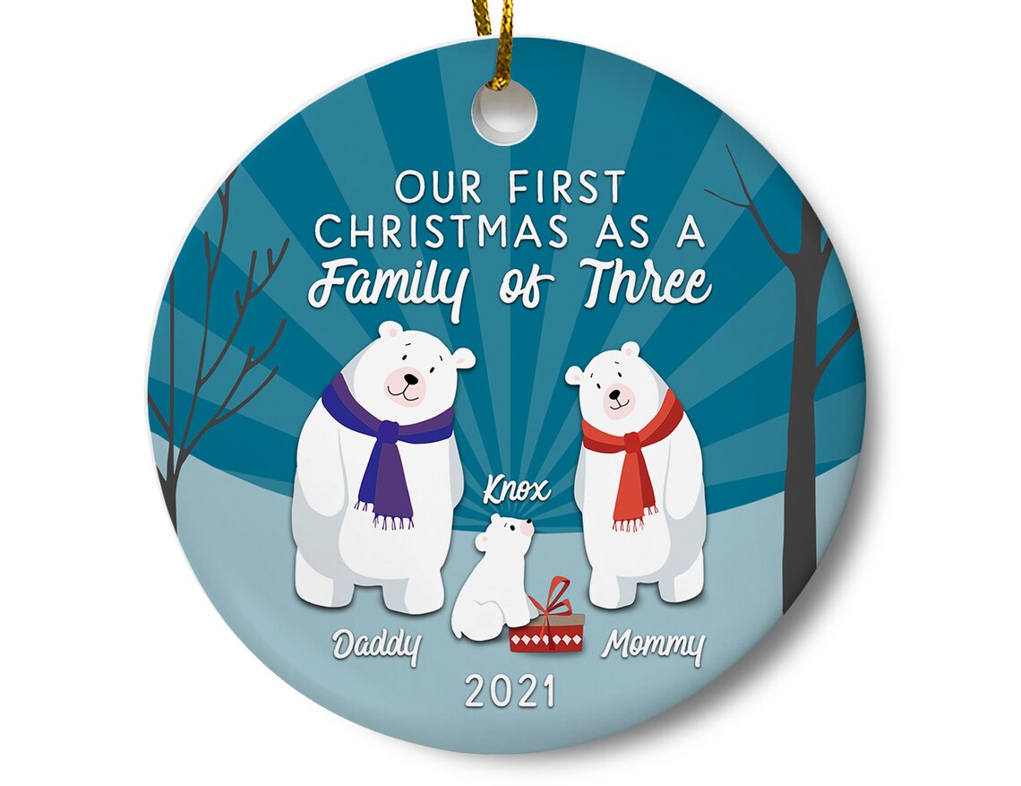 Personalized First Christmas as a Family of Three Ornament | Etsy