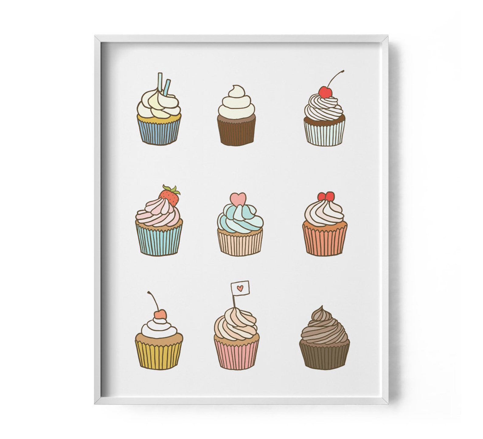 Cupcake Print Cupcake Poster Cupcake Art Bakery Decor | Etsy