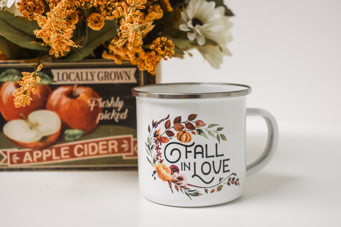 Fall Mug Camp Mug Enamel Mug Fall Coffee Mug Autumn Mug - Etsy