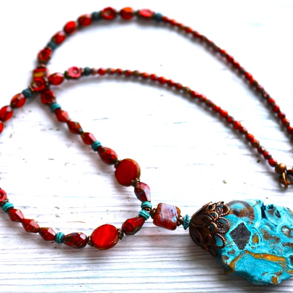 Rustic Bead Necklace - Etsy