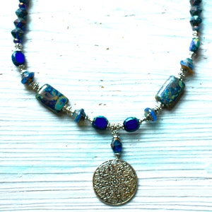 Cobalt Blue Necklace Rustic Cobalt Blue Glass Necklace - Etsy