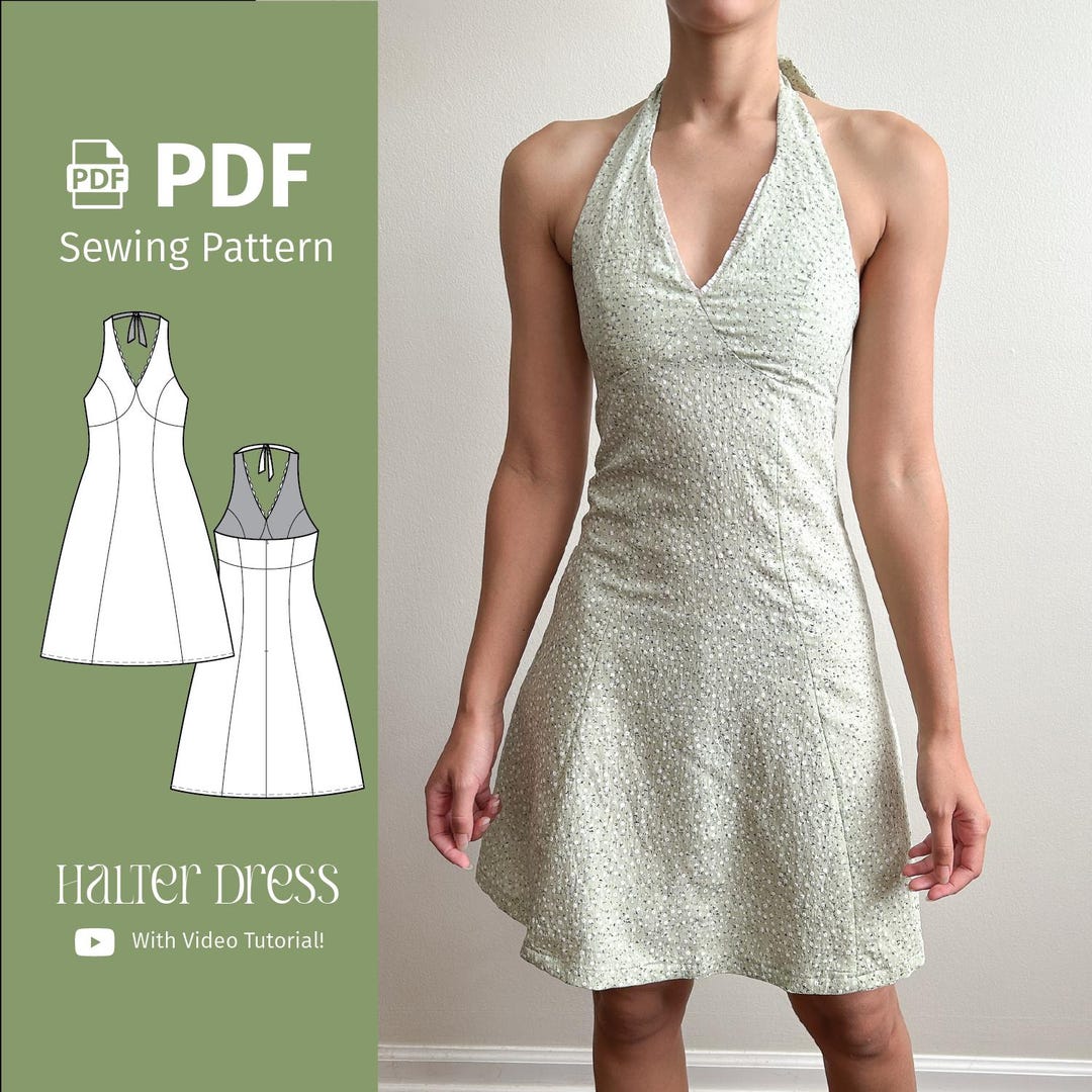 Halter Dress - PDF Sewing Pattern - Mini Dress - Digital Download - Etsy