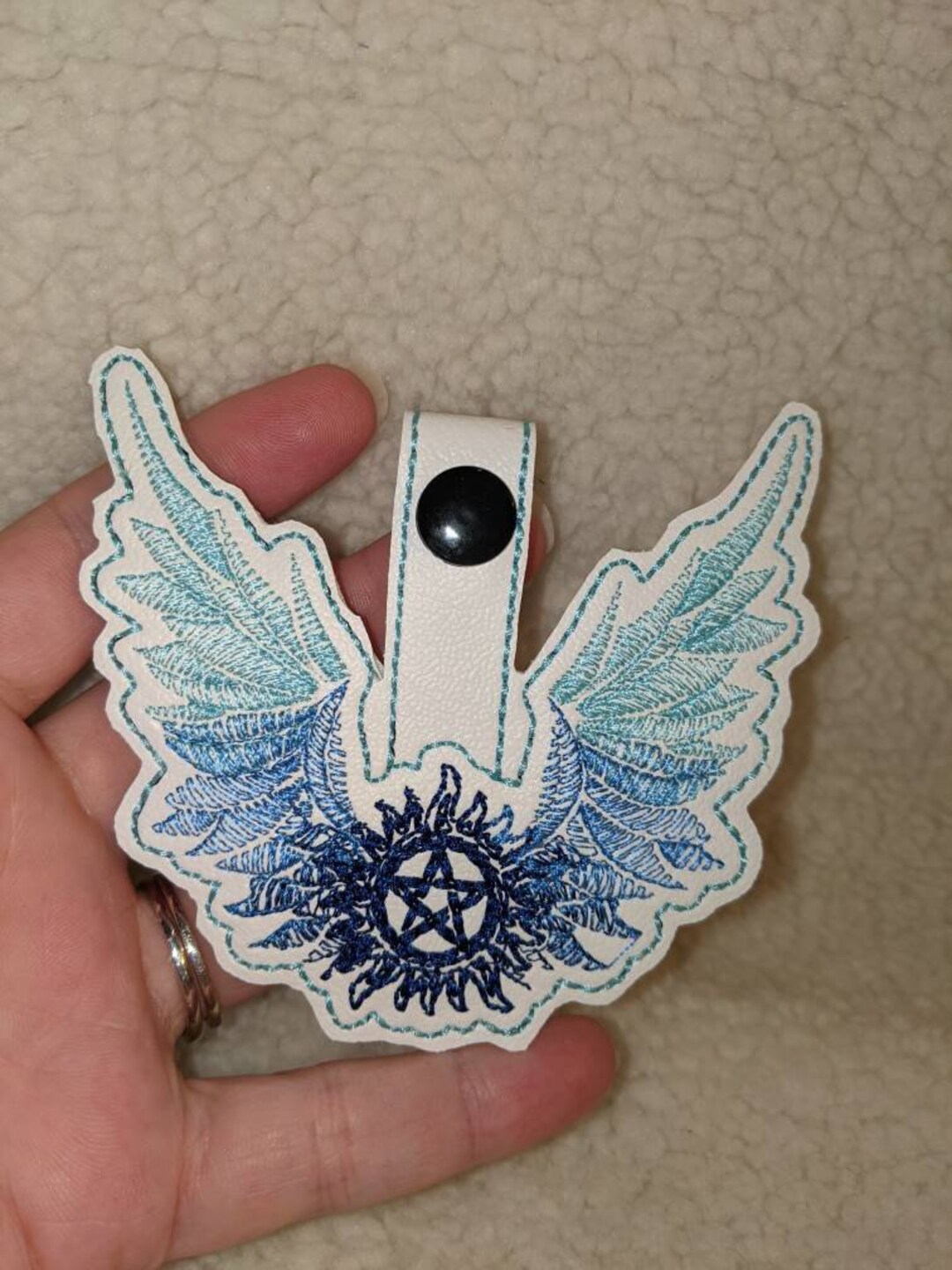 Angel Wings Red or Blue Anti Demon Sigil Pentacle Castiel Supernatural ...