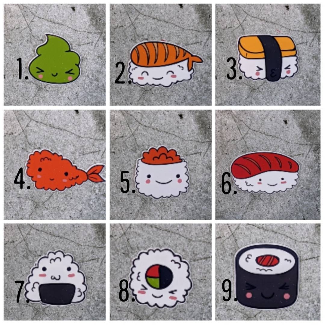 Paper Stickers, Labels & Tags Paper & Party Supplies Dimsum Sushi ...