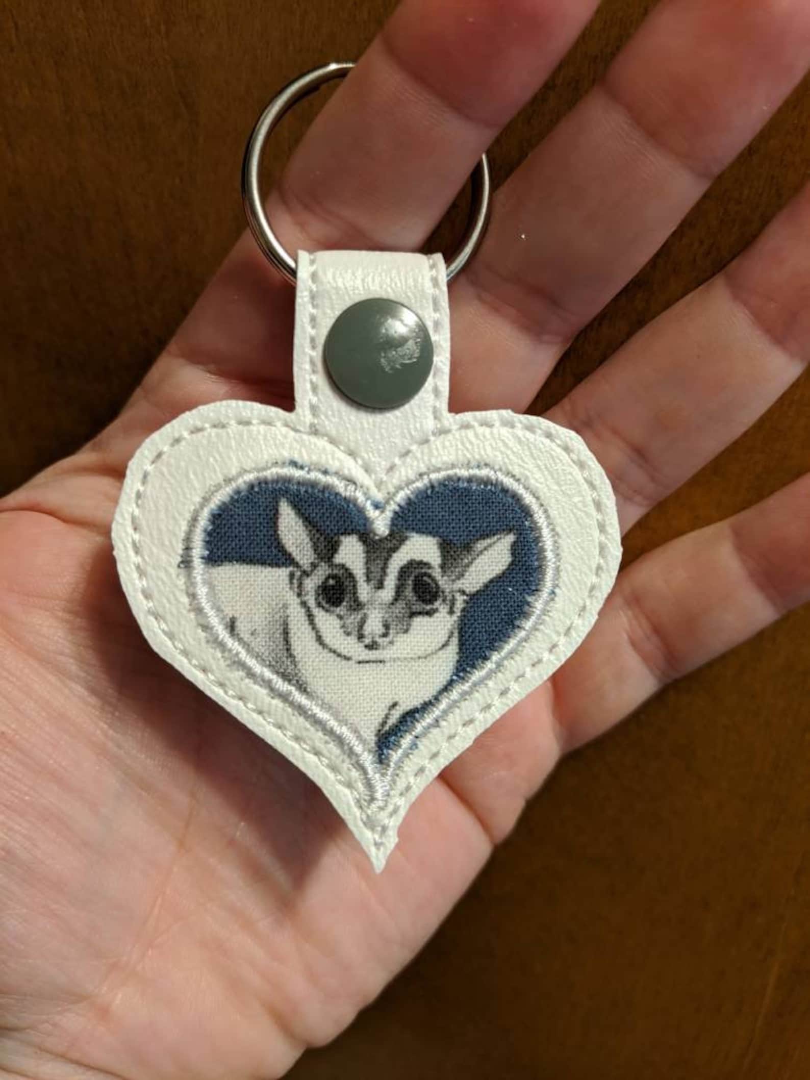 Sugar Glider on White Vinyl Key Fob Animal Lover Key Chain - Etsy