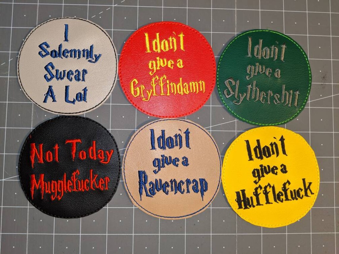 Sweary Potter Hogwarts House Crests Funny Coasters Set | Etsy