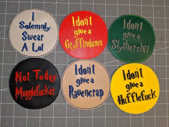Sweary Potter Hogwarts House Crests Funny Coasters Set | Etsy