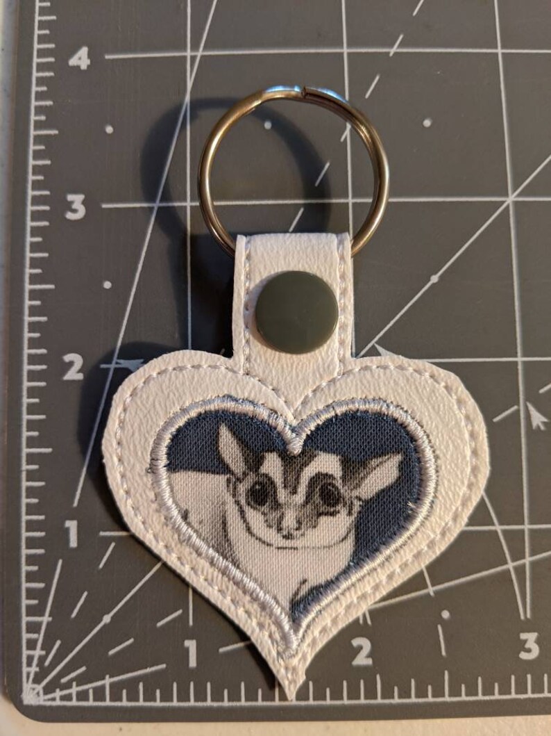 Sugar Glider on White Vinyl Key Fob Animal Lover Key Chain - Etsy