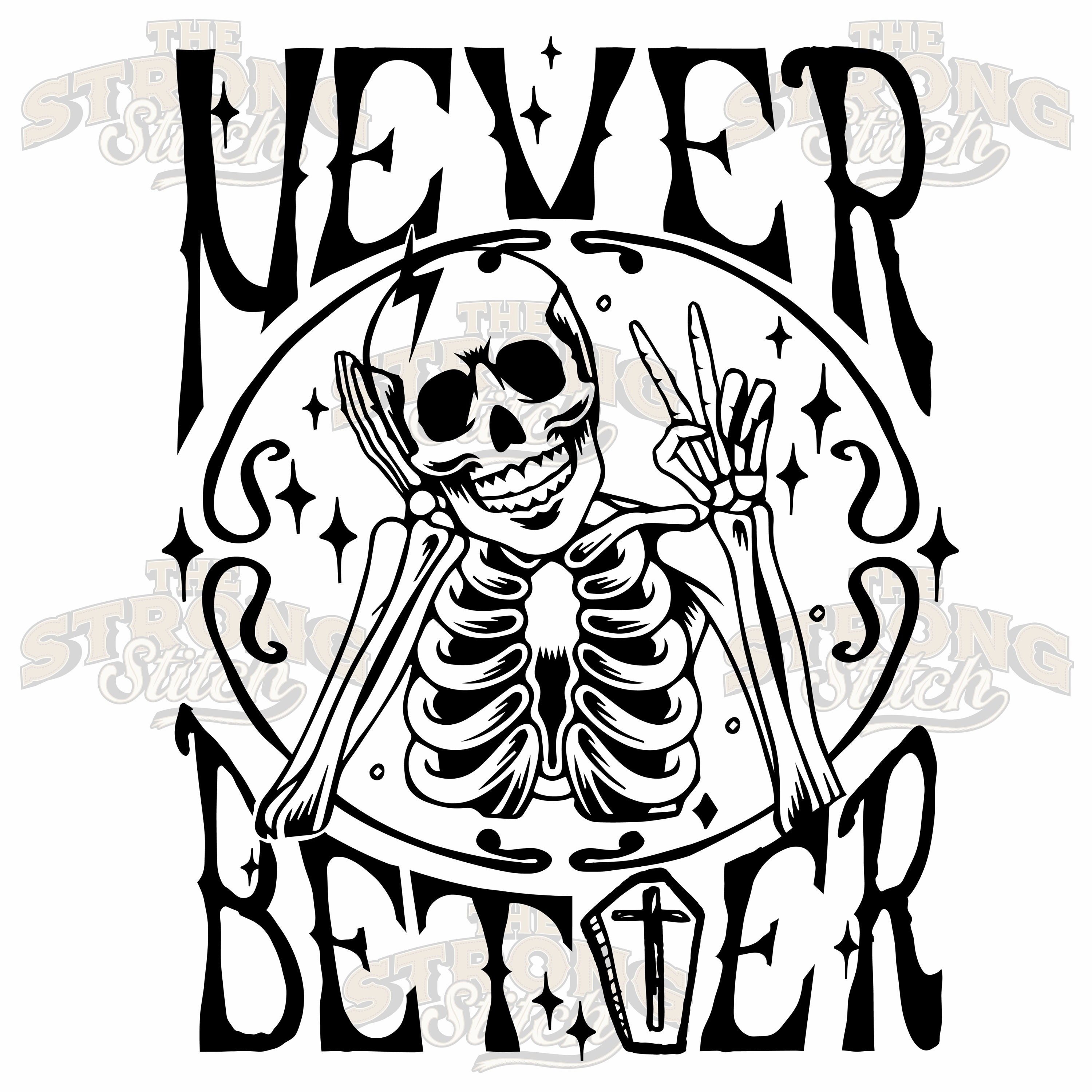 Never Better Skeleton Peace Sign Black 300dpi PNG Digital Print - Etsy
