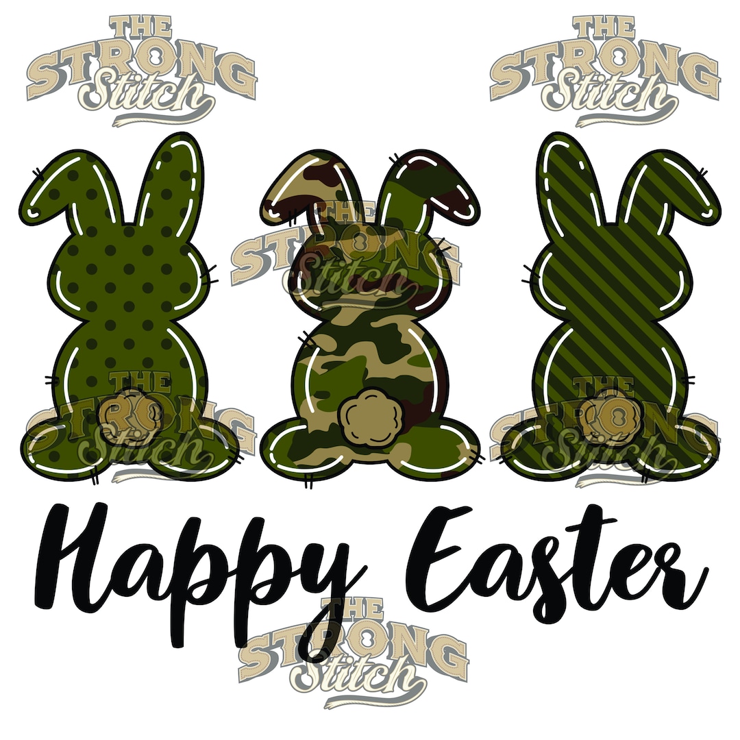 Happy Easter Camo Bunny Trio 300dpi PNG Digital Print - Etsy
