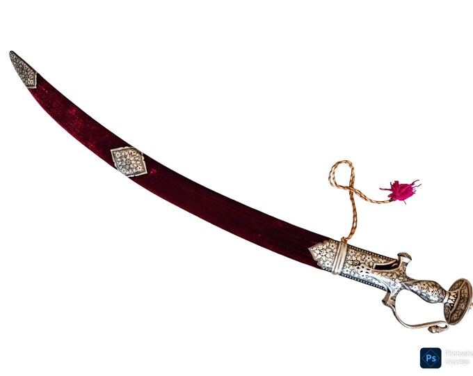 Indian Rajput Wedding Sword With Sheath off White Fabric Golden Look ...
