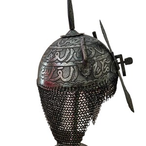 Ottoman Islamic Kufic Helmet Khula Khud With Engraved Carvings Mughal ...