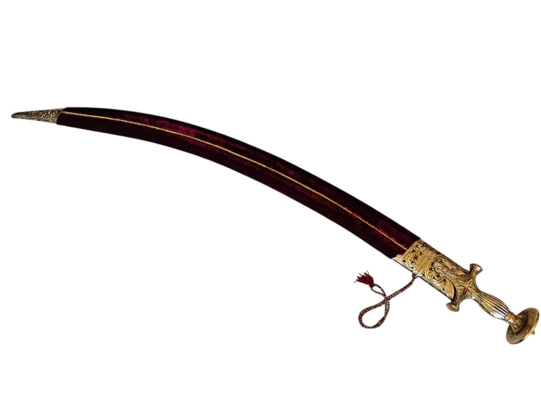 Indian Shahi Talwar Sword, Maroon & Golden Mughal Style, 38” - Etsy