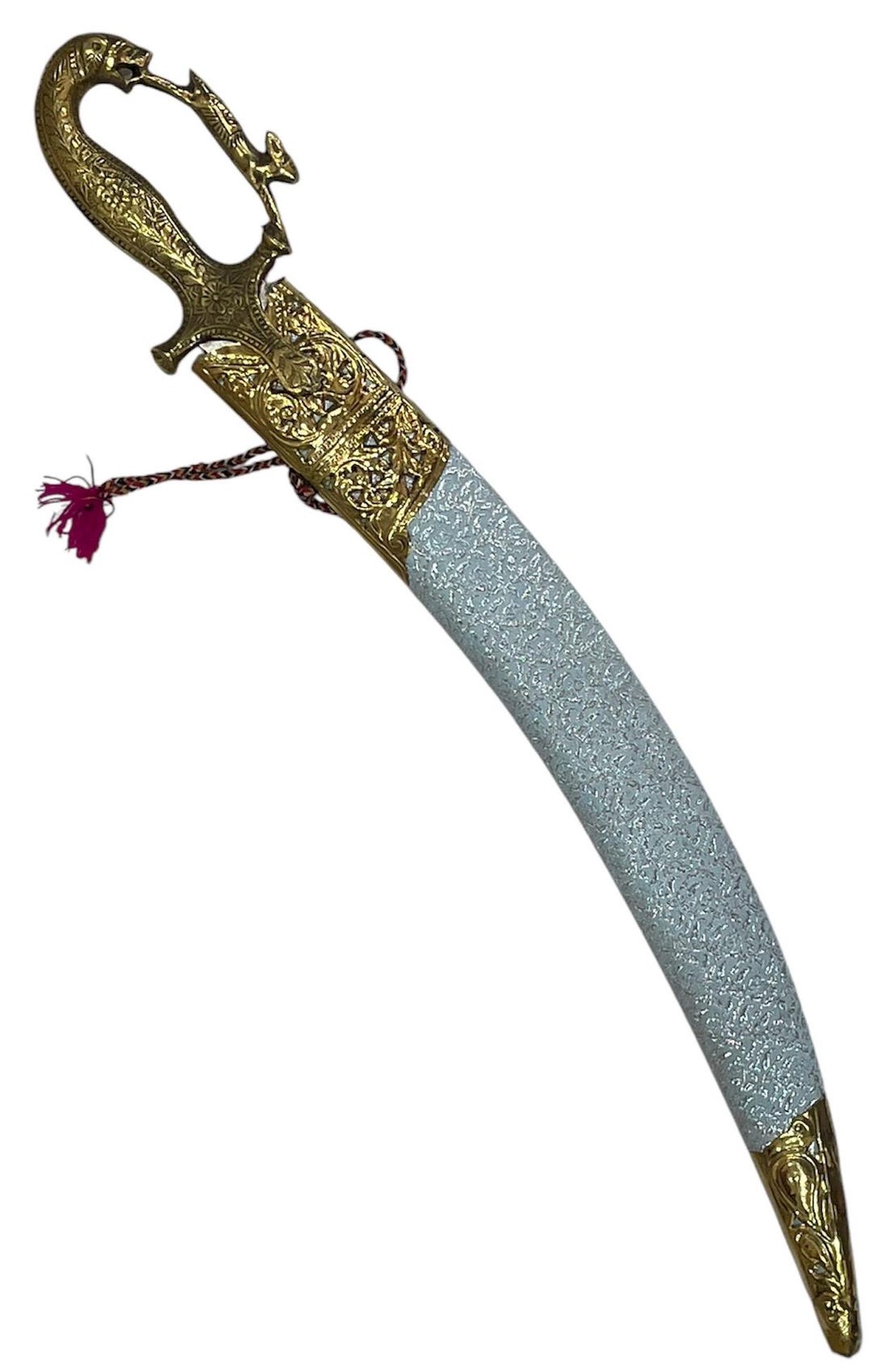 Royal Shahi Talwar Indian Short Sword With Lion Hunting Brass Hilt Sky ...