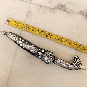 Indopersian Mughal Damascus Silver Koftgari Worked Small Sikh Kripan ...