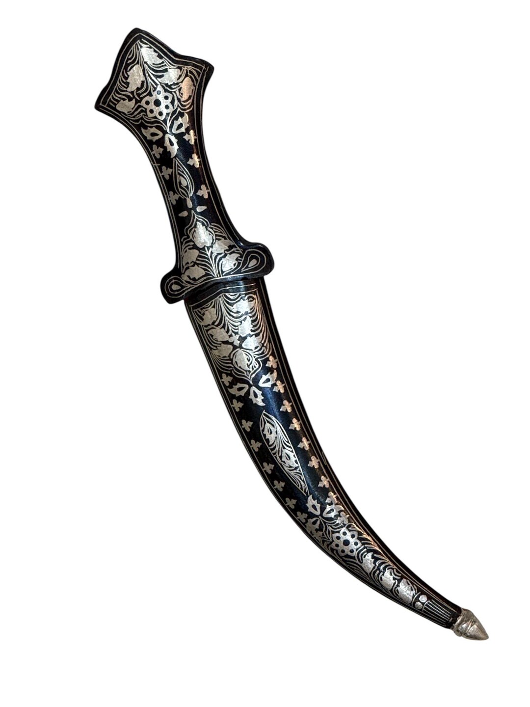 Indopersian Mughal Damascus Silver Koftgari Worked Small Sikh Kripan ...