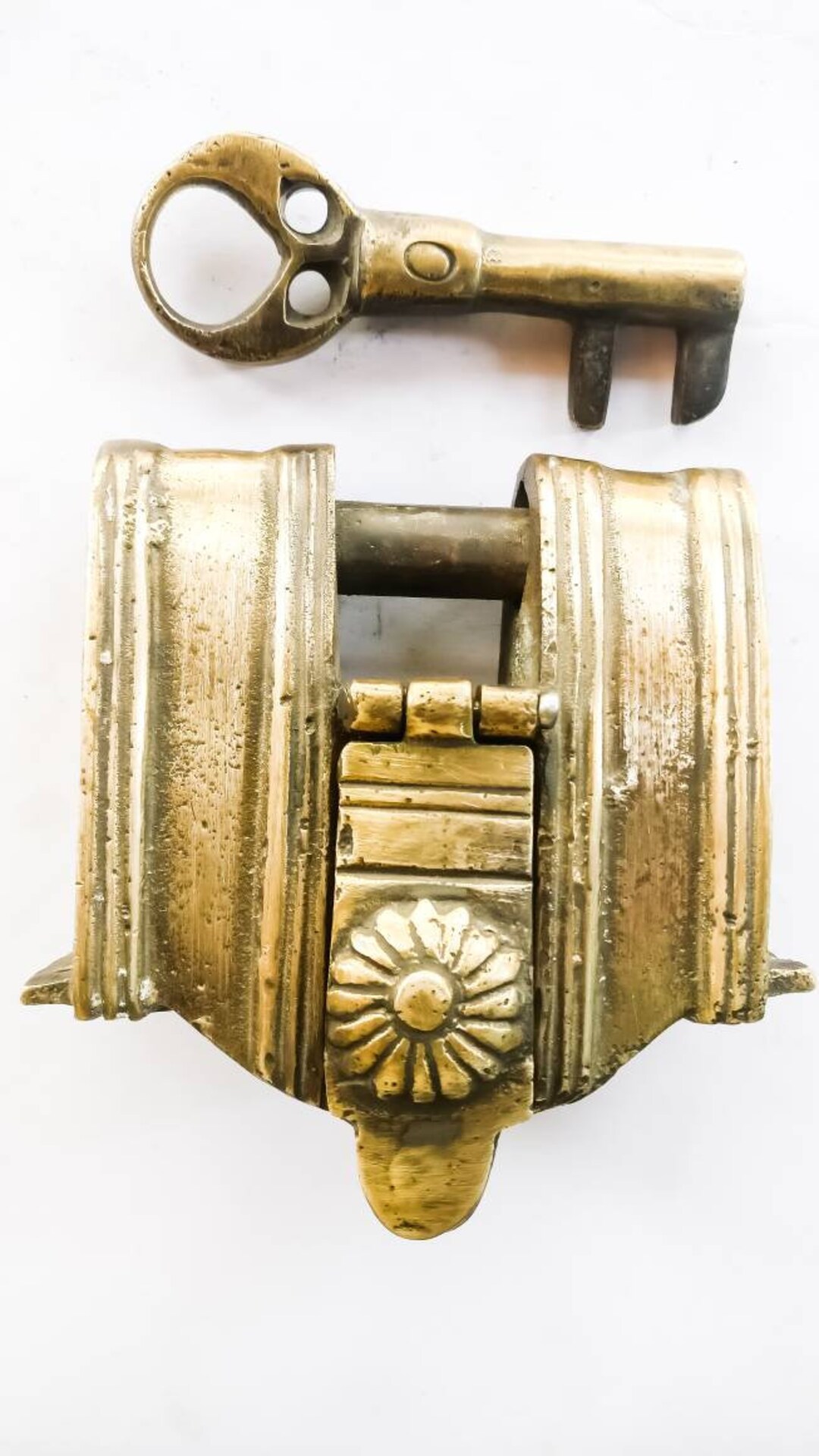 Antique Reproduction Brass Huge Handcrafted Unique Pad Lock With Key ...