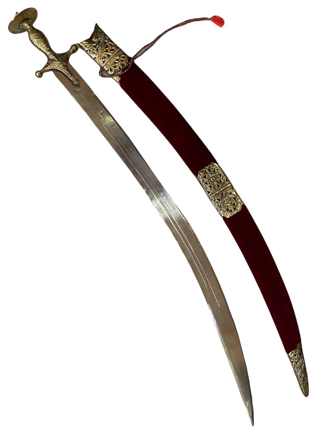 Indian Rajput / Sikh Ceremonial Wedding Sword Engravings on Brass Hilt ...