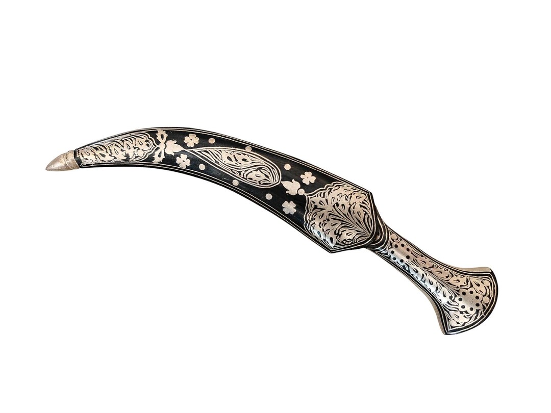 Indopersian Mughal Damascus Silver Koftgari Worked Small Sikh Kripan ...