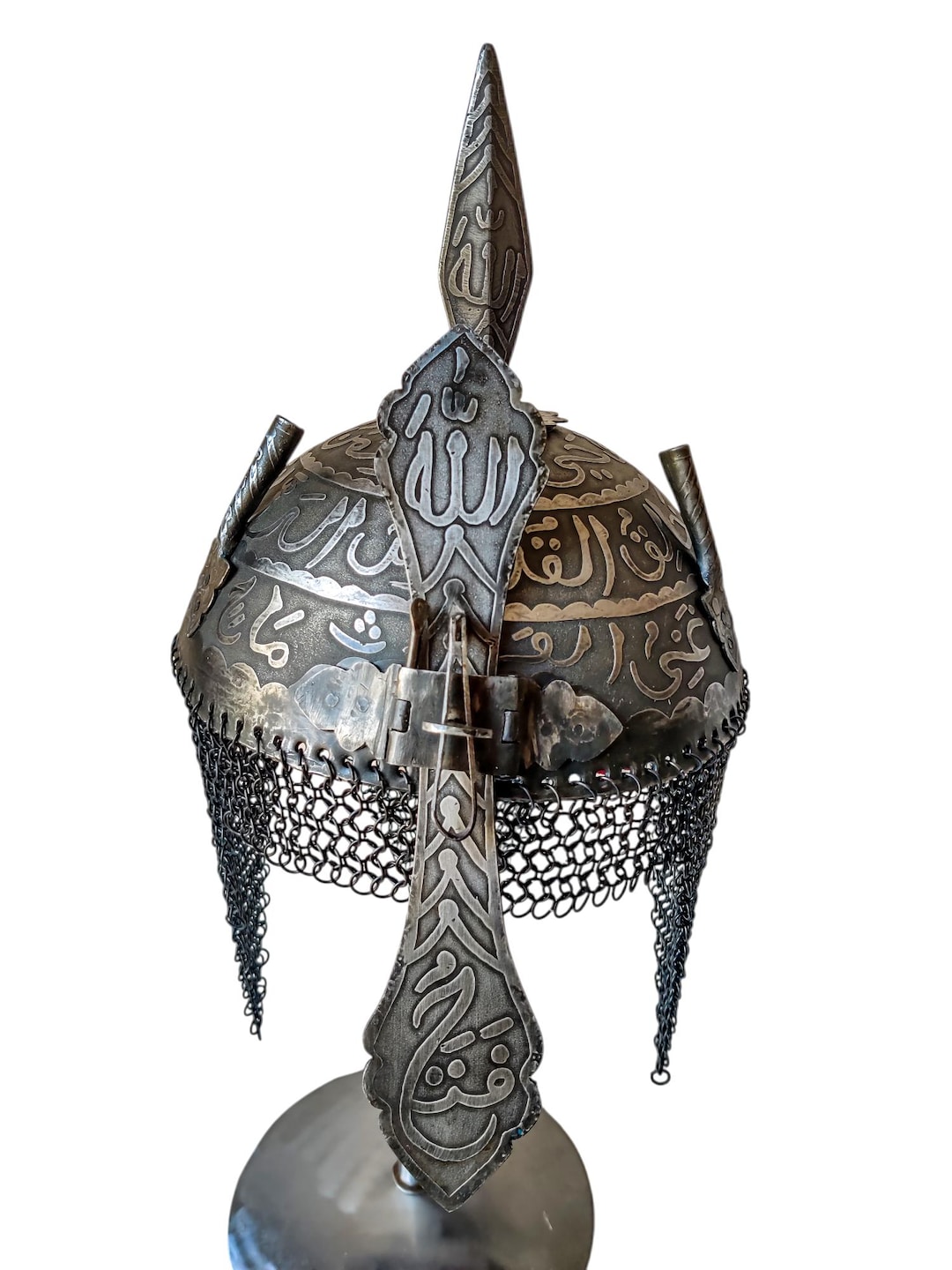 Ottoman Islamic Kufic Helmet Khula Khud With Engraved Carvings Mughal ...