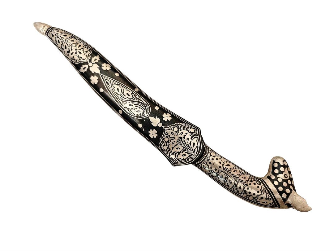 Indopersian Mughal Damascus Silver Koftgari Worked Small Sikh Kripan ...