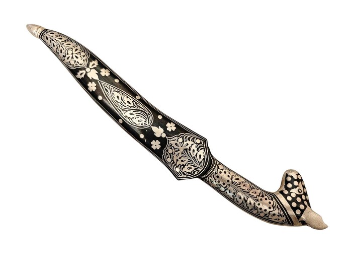 Indopersian Mughal Damascus Silver Koftgari Worked Small Sikh Kripan ...