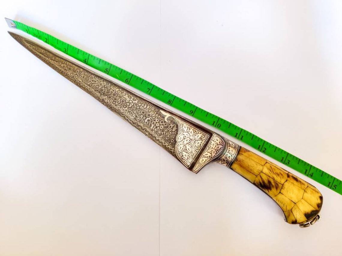 Vintage reproduction Damascus Pesh Kabz dagger with Bone | Etsy