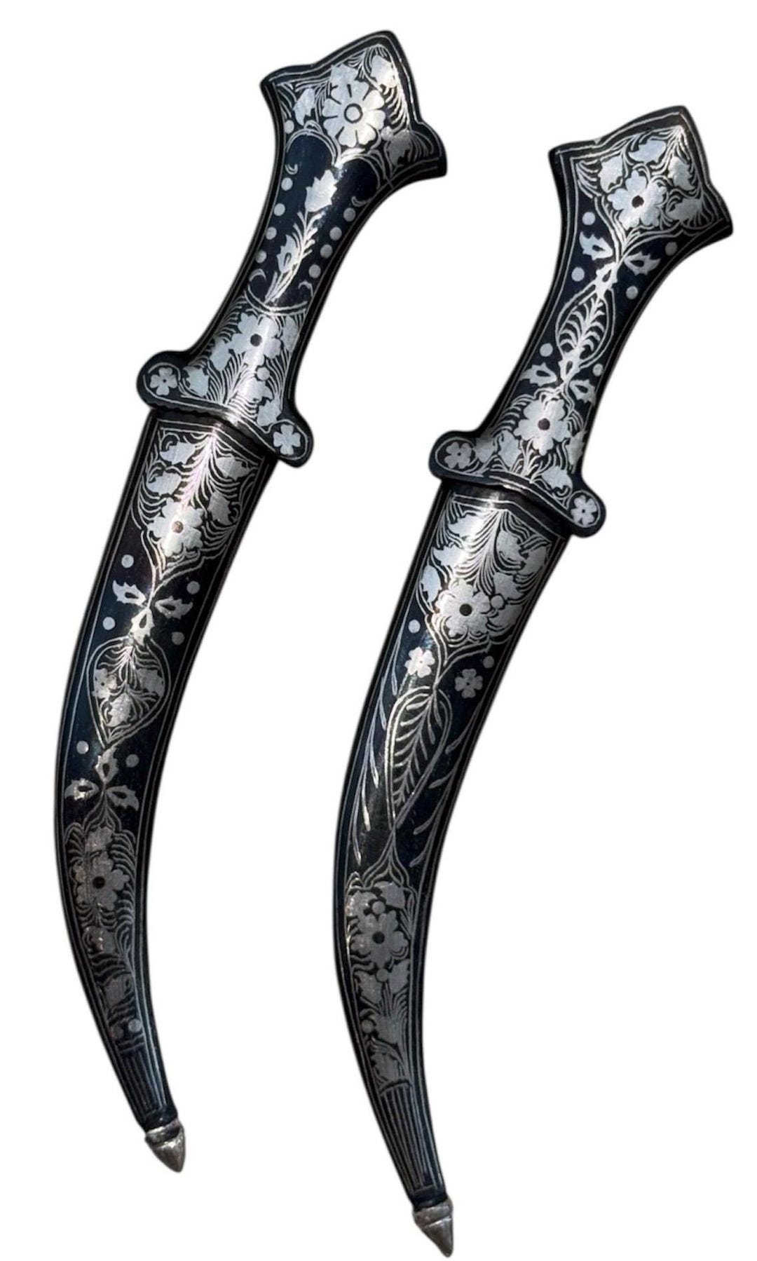Lot of Two Silver Kofthgiri Worked Jambia Knife Dagger Sikh/rajput ...